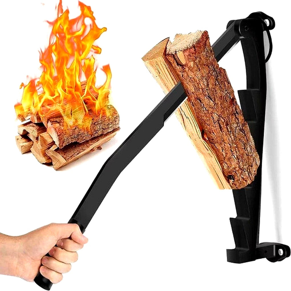 Manual Log Splitter with Wall Mount – Lever-Activated Firewood Tool ...